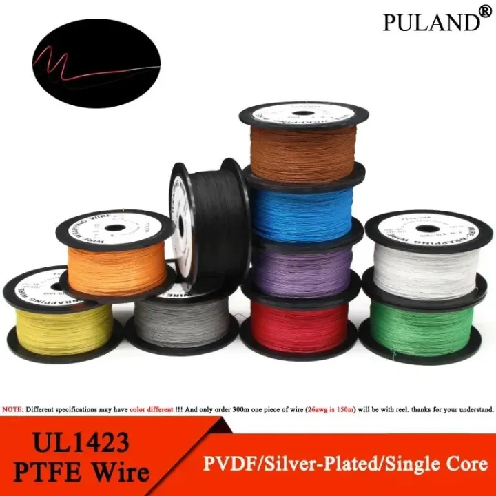 5/10/50M UL1423 PTFE Silver Plated Copper Wire 38/36/34/30/28/26AWG ...