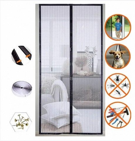 Magnetic Magic Mesh Door Curtain, Hands-Free Bug-Resistant Mesh Screen ...