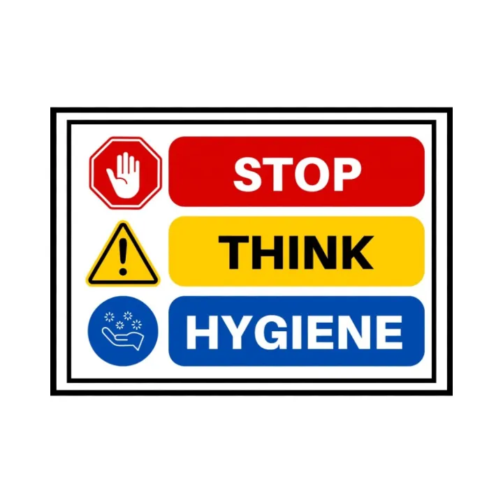 Stop, Think, Hygiene - Signage Board - 21cm X 15cm | Daraz.lk