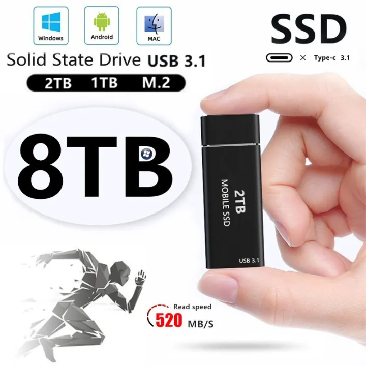 USB 3.1 8TB SSD External Moblie Hard Drive Portable High Speed Hard ...