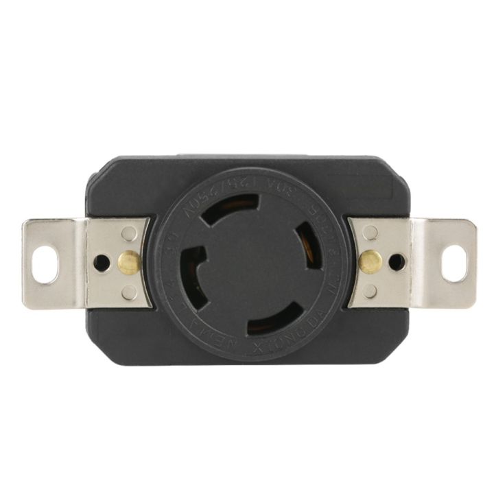 Black 30 Amp NEMA L14-30R Receptacle Copper Pins 125V/250V Locking ...