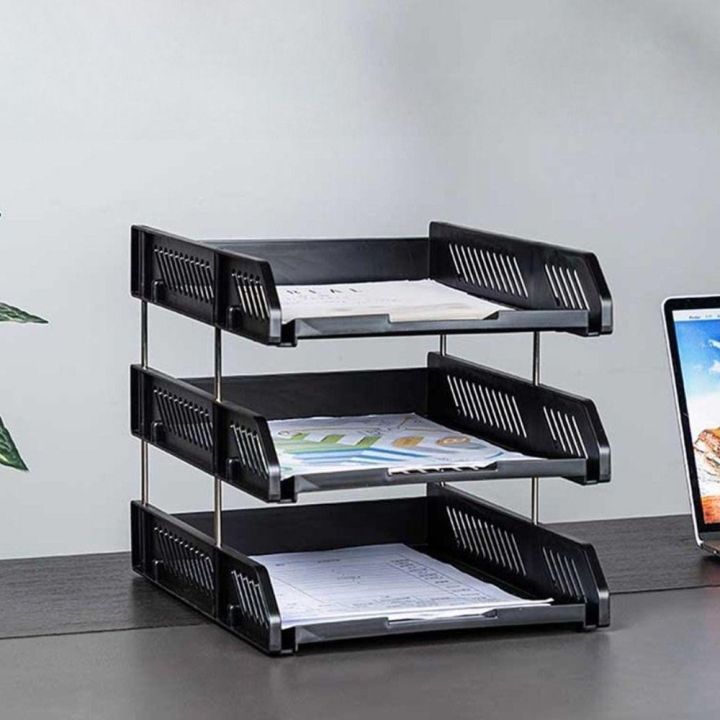 New Three-Layer File Rack Vertical Plastic File Storage Rack Stackable ...