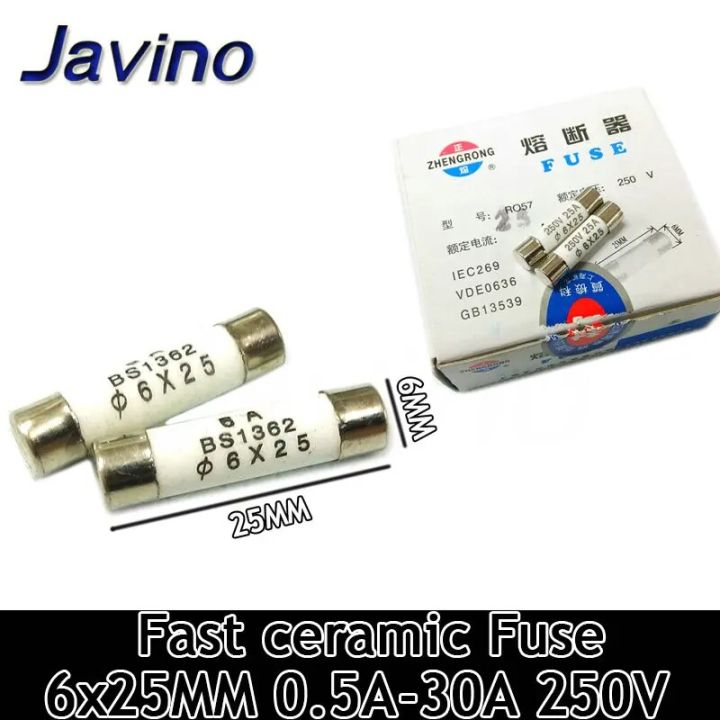 【beauty code】10Pcs/lot 6*25mm ceramic fuses Kit assortment 250V 0.5A 3A ...