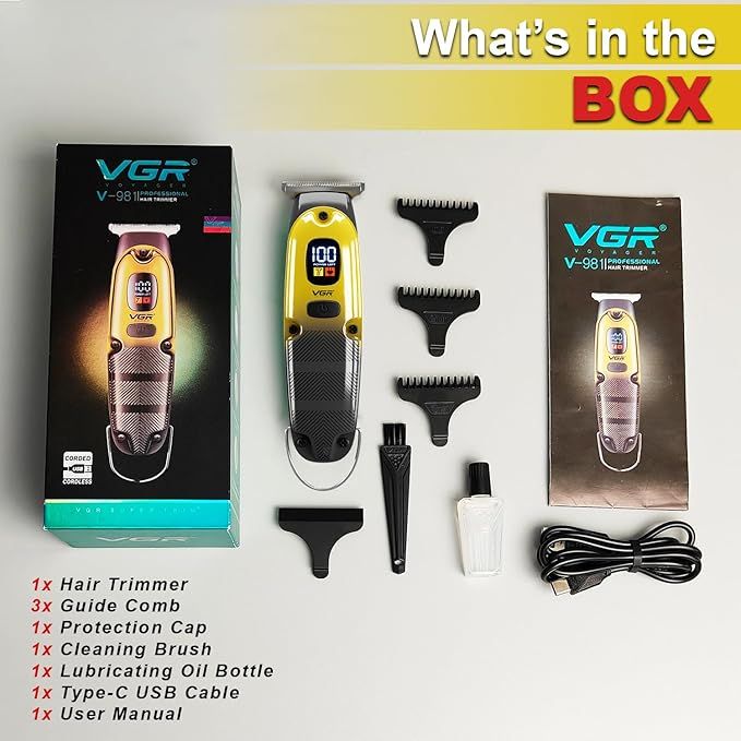 Original VGR V-966 Professional Hair Trimmer with Smart LED display Runtime : 120 min | Trimmer ...