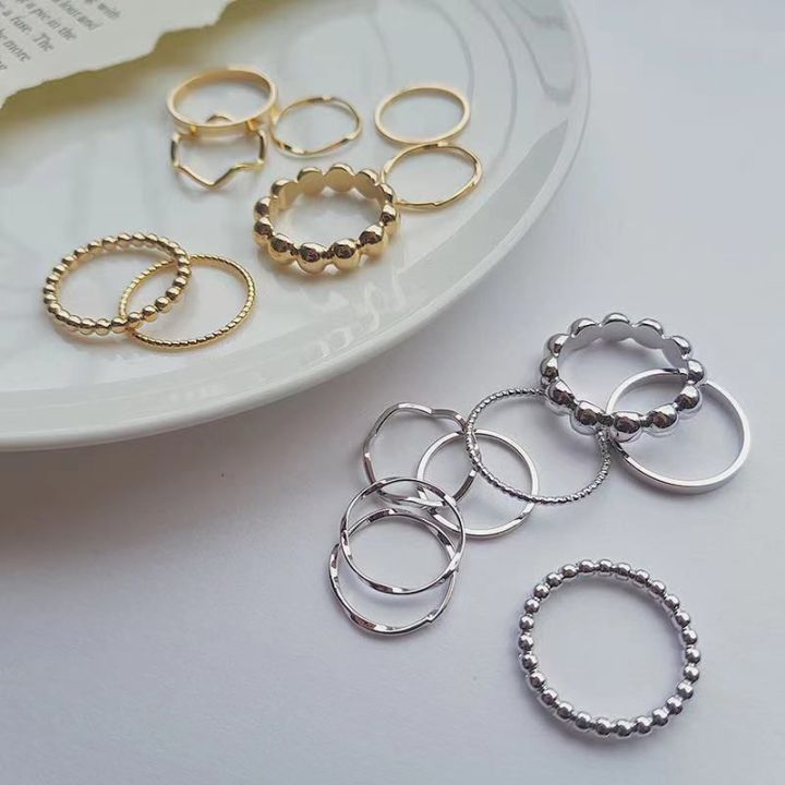 8pcs Ladies Fashion Ring Simple Silver Ring Women Ring Set | Daraz.lk