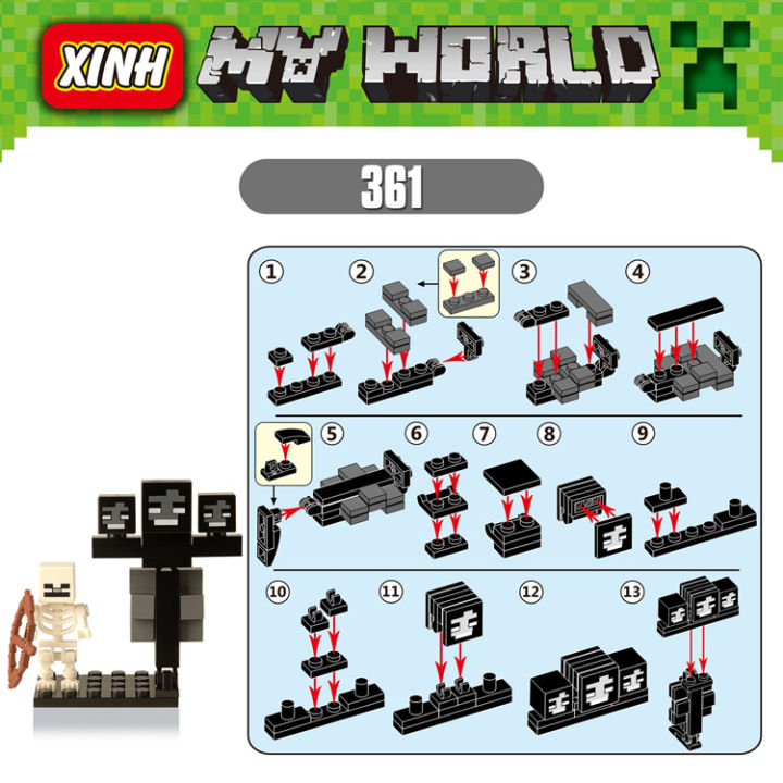 Single Sale Minecraft Building Blocks Game Series Steve Skeleton Zombie ...