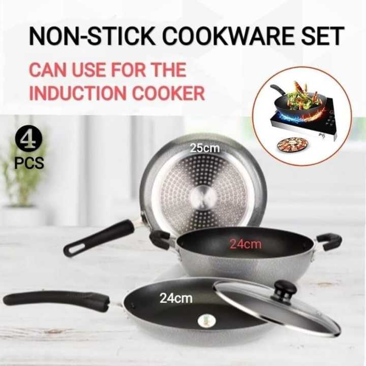 Nonstick Induction Support Stainless Steel 4 pcs Cookware Set | Daraz.lk