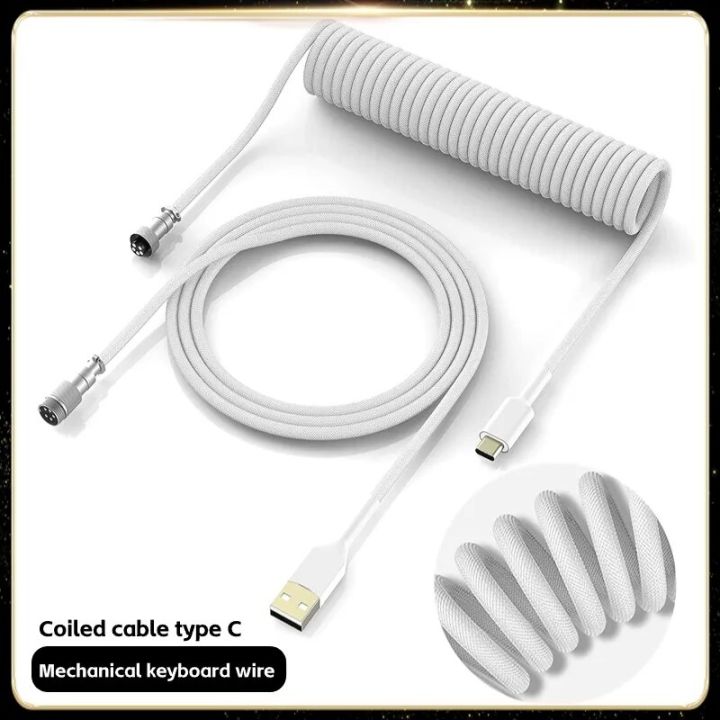 Type C Mechanical Keyboard Coiled Cable Wire USB Port Aviator Coiling ...