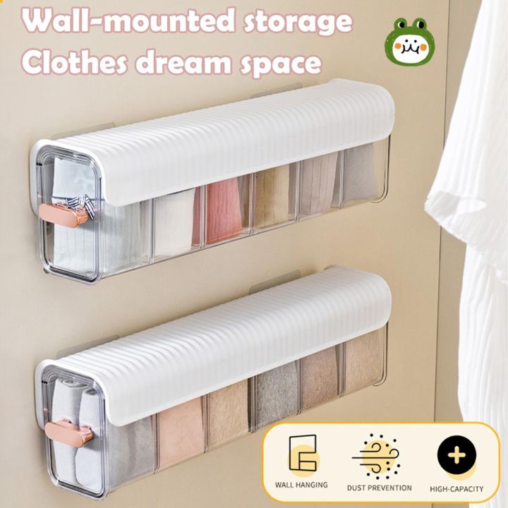 Wall Mounted Storage Box Underwear Panties Socks Closet Bedroom Storage ...