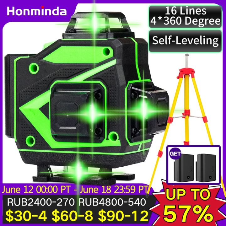 16 Lines 4D Laser Level Green Line Self-Leveling 360 Horizontal And ...