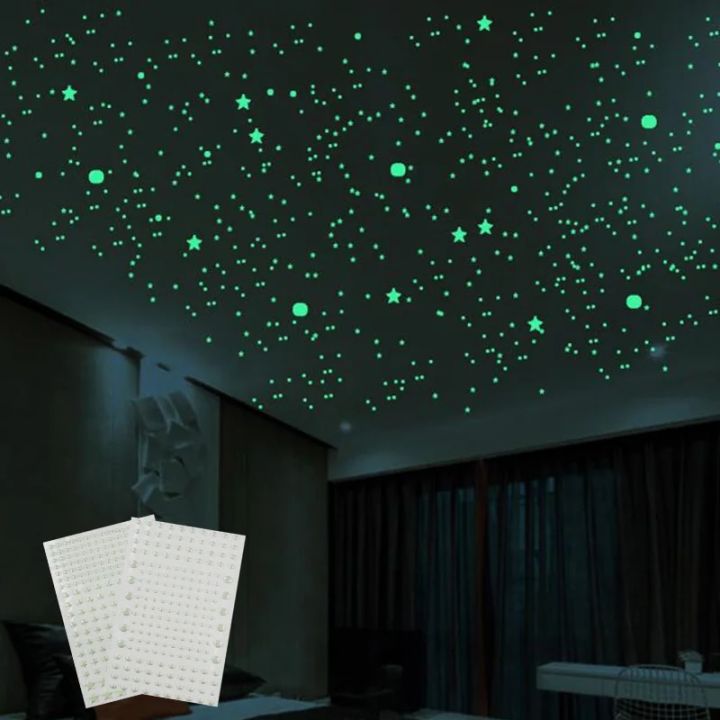 NEW 3D Luminous Wall Stickers Moon Stars Dots Baby Elephant Unicorn ...
