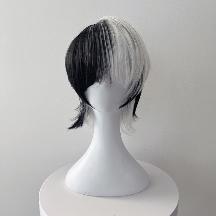Gentlemange 35CM Syntheti Black White Color Matching Cos Short Wig ...