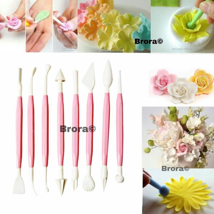 Fondant Cake Decorating Modelling Tools Set Of 8 Pcs With 16 Patterns ...