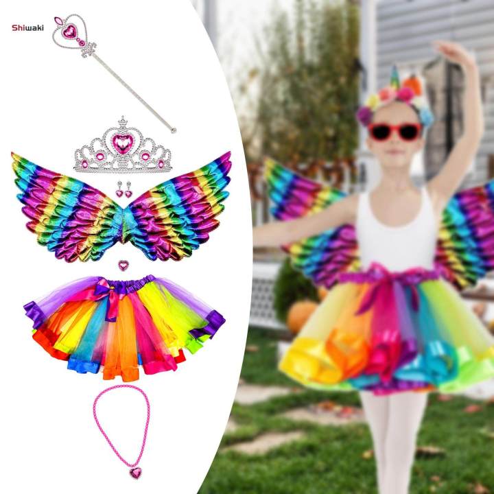 Girls Fairy Costume Set Halloween Kids Butterfly Wing Cosplay Prop ...