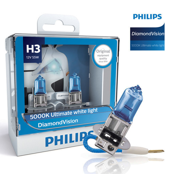 Philips H3 Diamond Vision 5000K Halogen White Fog Light Bulbs 2x | Daraz.lk