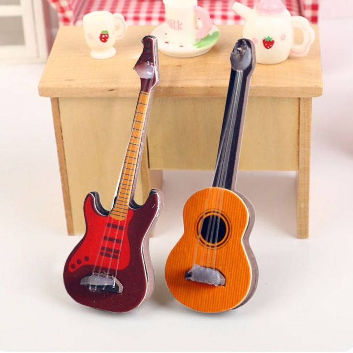 Creative Pretend Toy Mini Dollhouse Guitar Mini Ornaments Musical ...