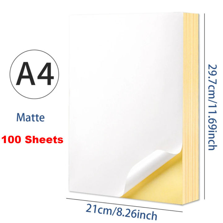A4 Paper Sticky Matte white self-Adhesive Label For Inkjet Laser ...