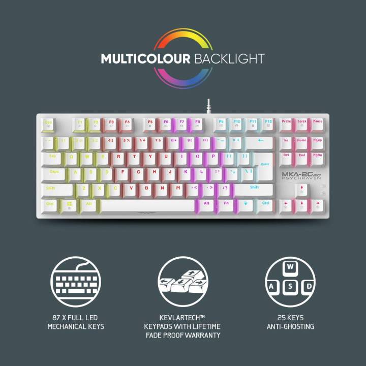 ARMAGGEDDON MKA-2C NEO PSYCHRAVEN GAMING KEYBOARD WHITE (RED SWITCH ...