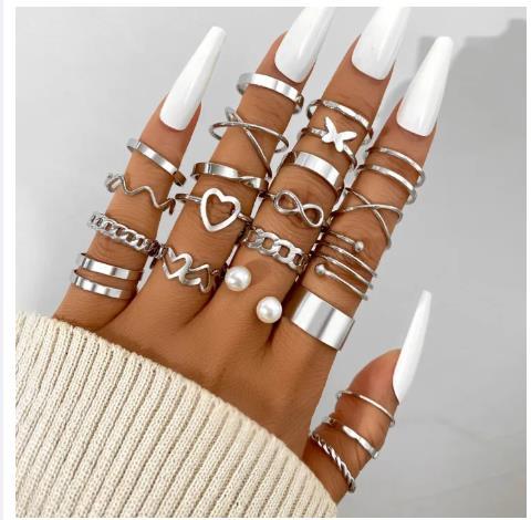 Simple Love Heart Adjustable Openwork Rings/ Vintage Hollow Butterfly ...