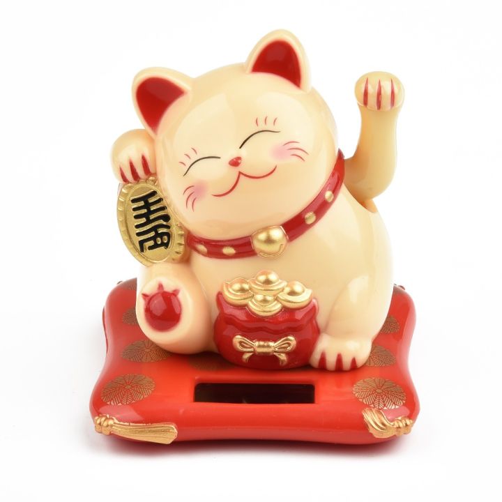 Holiday Seasonal Dcor 2.5 Japanese Solar Wave Hand Lucky Cat Car ...