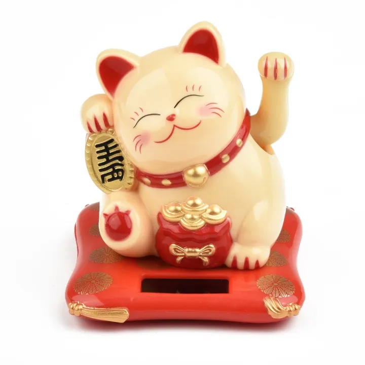 Holiday Seasonal Dcor 2.5 Japanese Solar Wave Hand Lucky Cat Car ...
