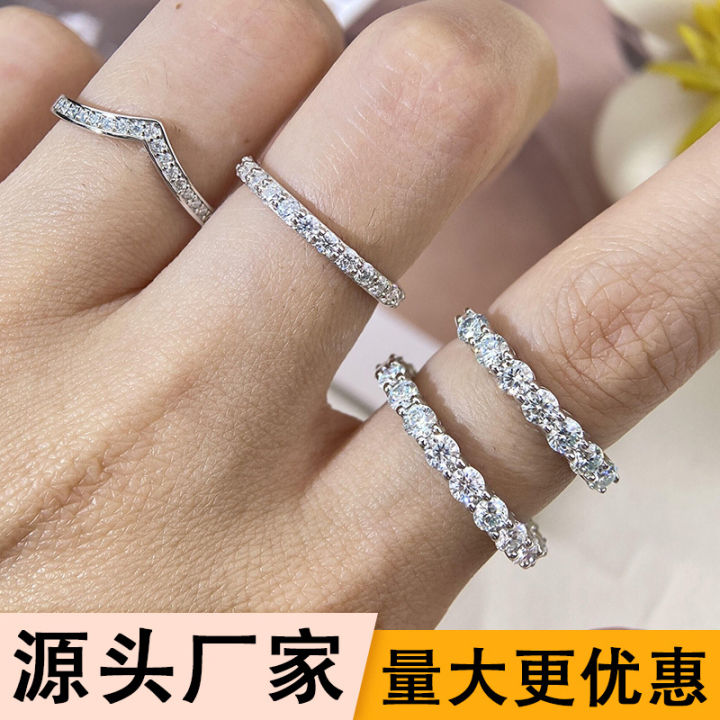 Body jewellery Moissanite Round Ring Women's Ring Slotted Single Row ...