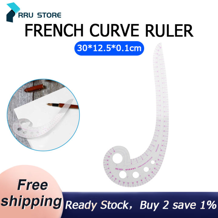 11.8" Long Comma Shaped Plastic Transparent French Curve Ruler Spline ...