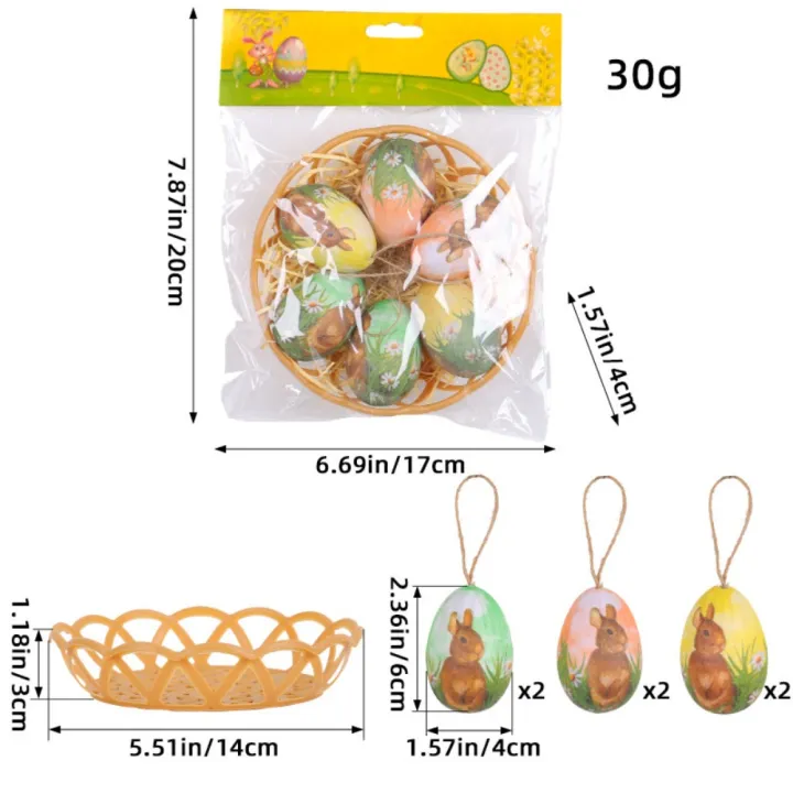 6PCS Fashion Plastic Easter Eggs Mini Colorful Bunny Eggs Hanging ...