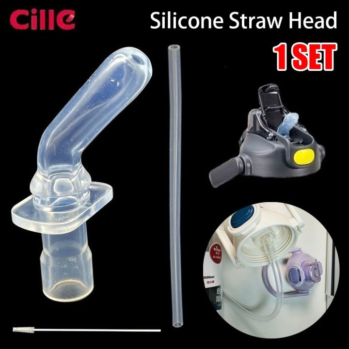 1Set New Food Level Silicone Straw Set with Brush Heat Resistant Mouth ...