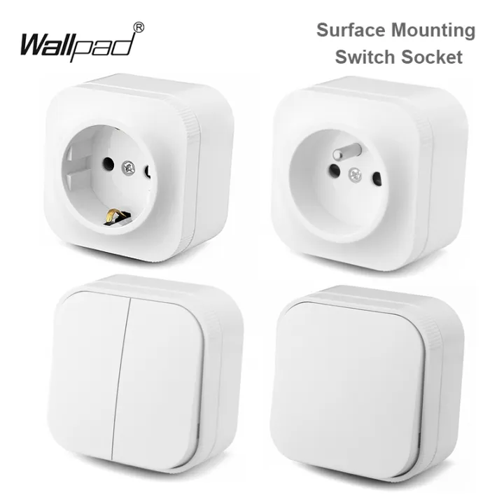 EU French Surface Wall Mounted Electrical Socket Abs Material 1 2 Gang ...