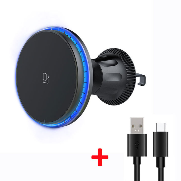 RGB Magnetic Car Wireless Charger For iPhone 12 13 14 15 Pro Max Mini ...