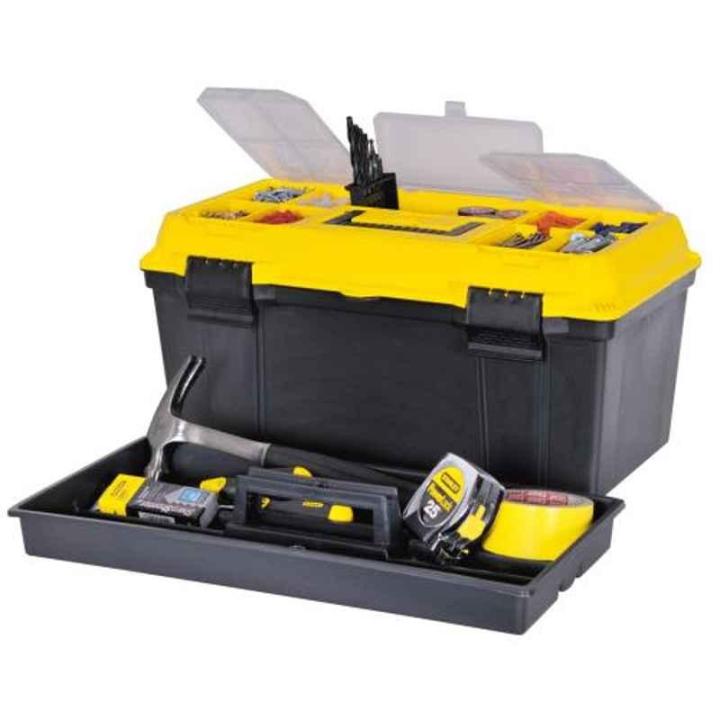 15 inch Tool Box Plastic Tool Box with Tray and Organizers Includes ...