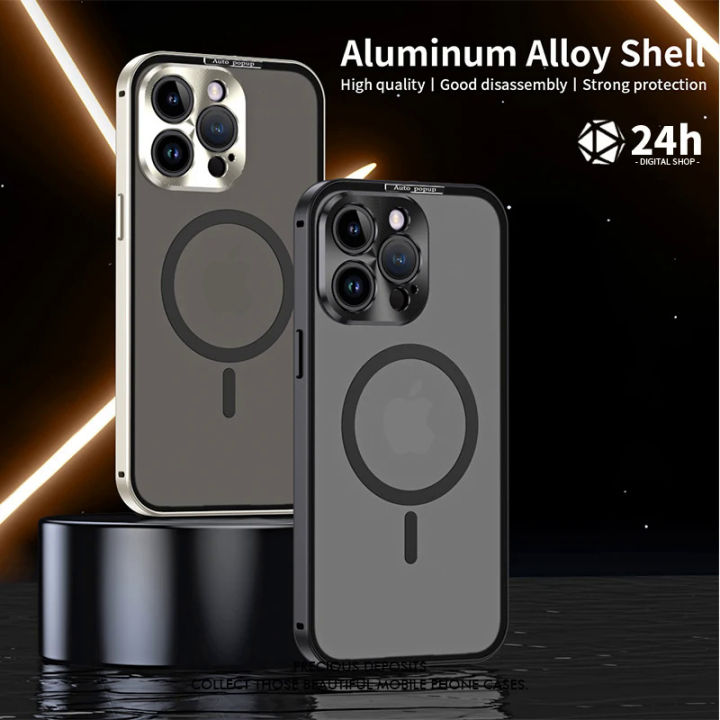 [Sandmdm]Aluminum Frame Magnetic Phone Case For iPhone 14 13 12 15 Pro ...