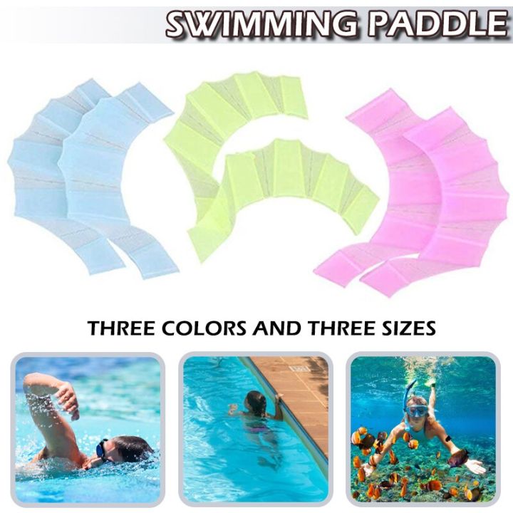 1Pair Silicone Swimming Hand Paddles Kids Fins Learning Finger Wear ...