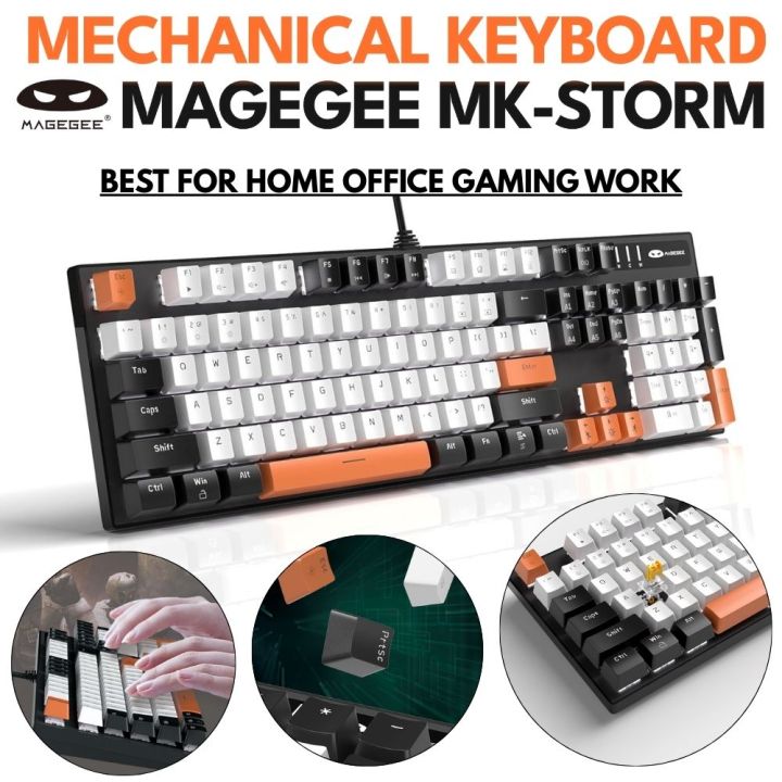 MageGee Mechanical Gaming Keyboard MK-STORM, 104 Keys White Backlit ...