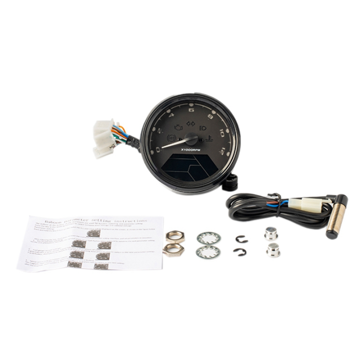 LCD Digital Motorcycle Speedometer Tachometer Cafe Racer Moto Odometer ...