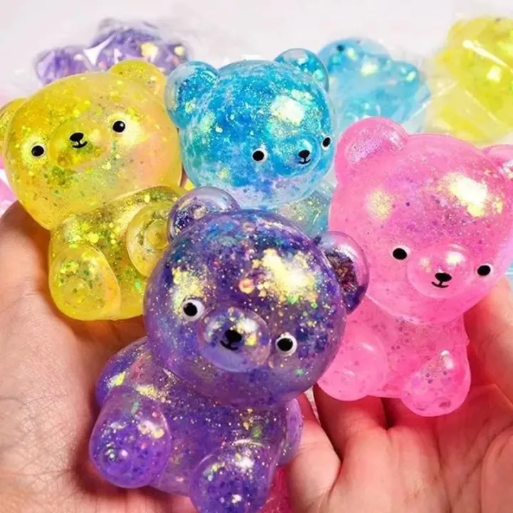 Fidget Bear Toy Squishys Glitter Gummy Bear Needoh Small Cute Animal ...