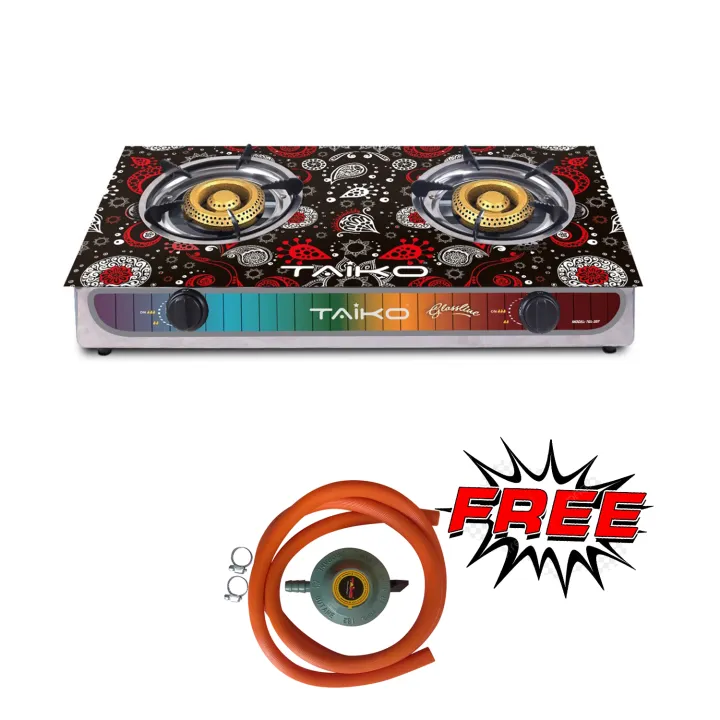 TAIKO 2 Burner Glass Top Gas Cooker with Free Taiko L.P Gas Regulator ...