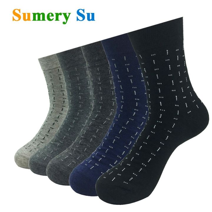 5 Pairs/Lot Dress Socks Men Striped Long Hight Quality Cotton ...