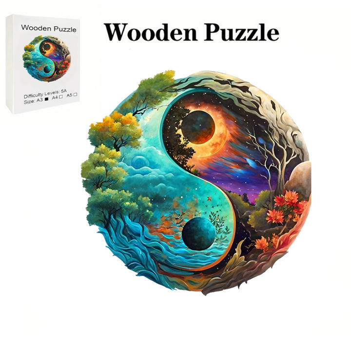 Kid Baby Yin Yang Magic Forest Wooden Puzzle Creative Advanced Player ...