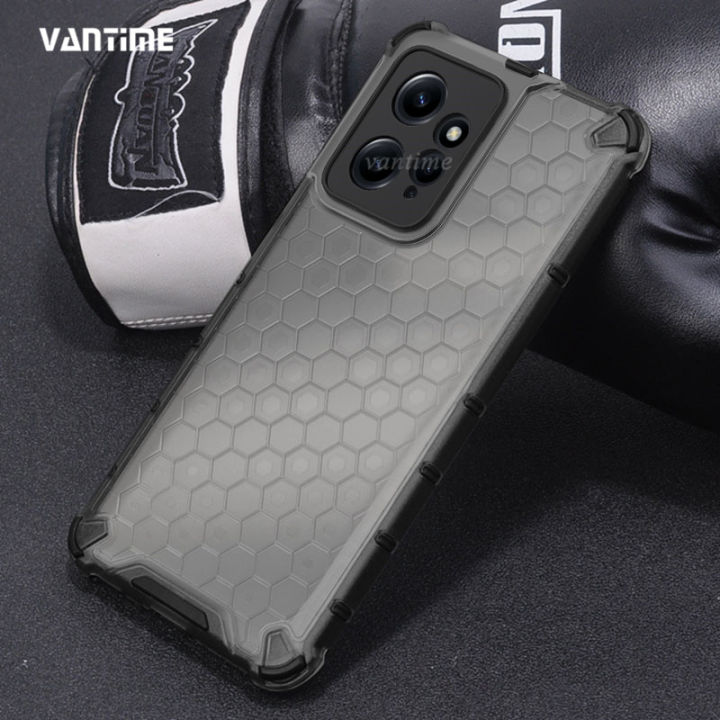 Vantime for Xiaomi Redmi Note 12 4G Case Honeycomb Transparent Back Anti fingerprint Cover ...