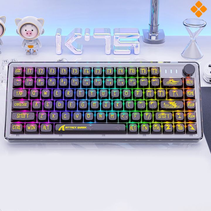 K75 Wired Mechanical Keyboard 82 Key Crystal Transparent Keycap RGB ...