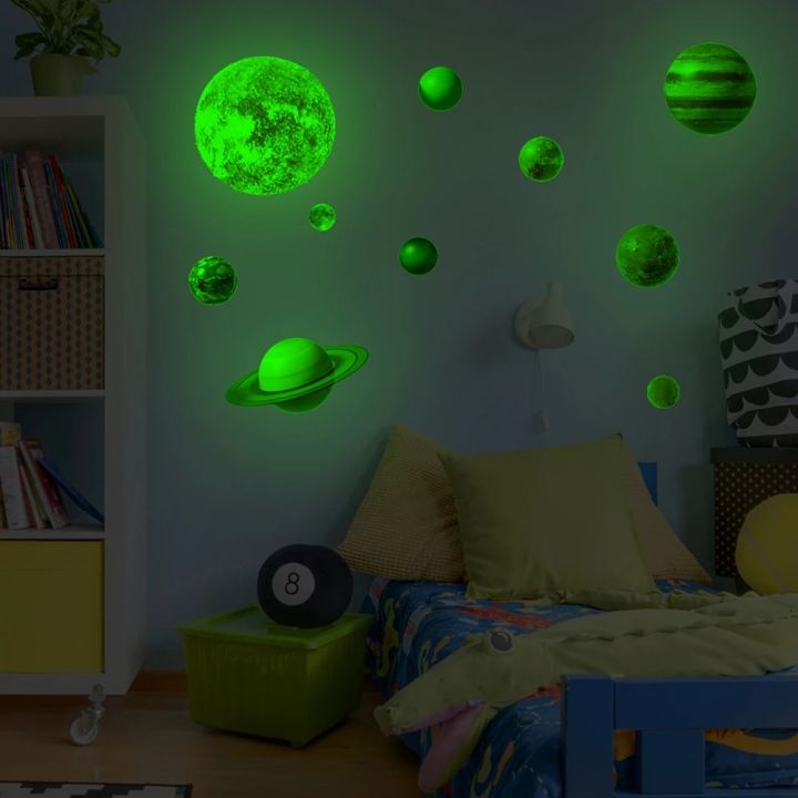 NEW Luminous Astronaut Star Moon Wall Sticker Bedroom Kids Room Home ...