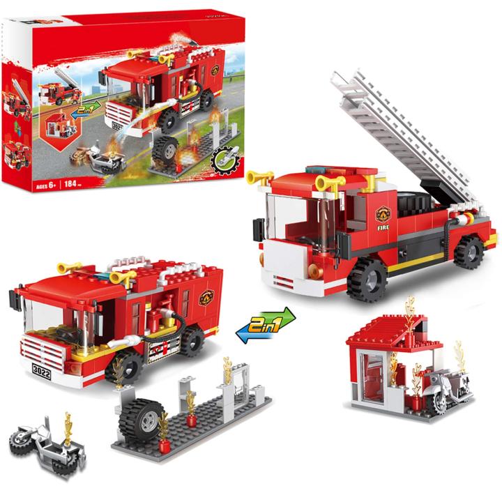 Cogo Fire Building Blocks Set - 184 Pcs Fire Truck & Firemen Legos Set ...