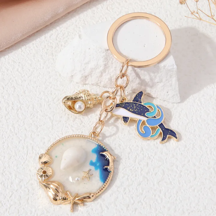 Lovely Whale Shell Sea Keychains Pretty Ocean Life Animals Key Rings ...