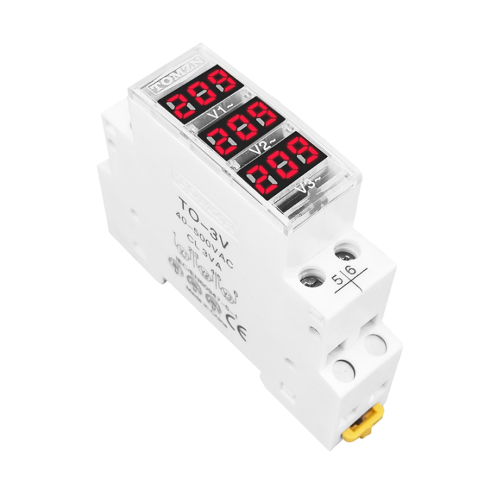 Din Rail 18mm Voltage Meter AC 40-500V Three Phase Modular Voltmeter ...