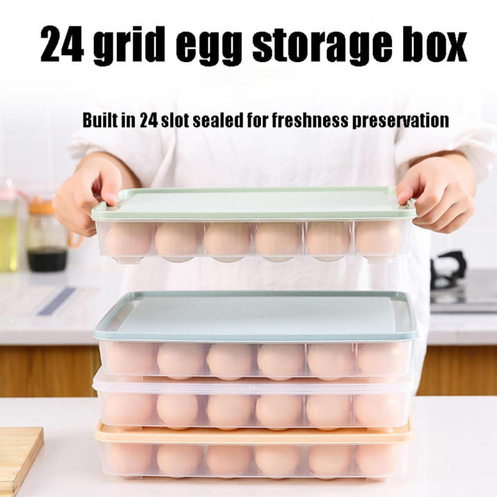 24-grid Egg Box Refrigerator Egg Holder Egg Storage Container Sealed ...