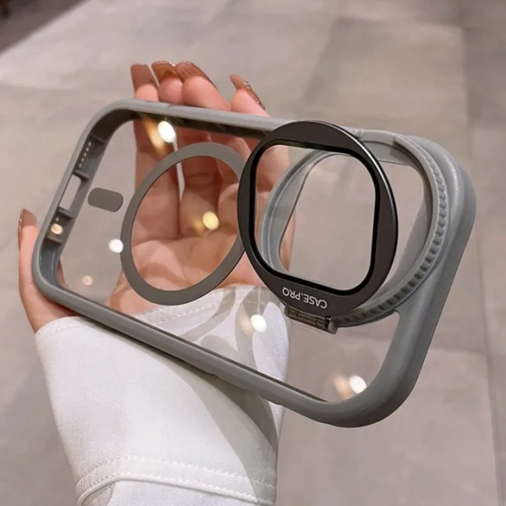 HOCE Round Camera Bracket Magnetic Phone Cases For iPhone 16 15 14 13 ...