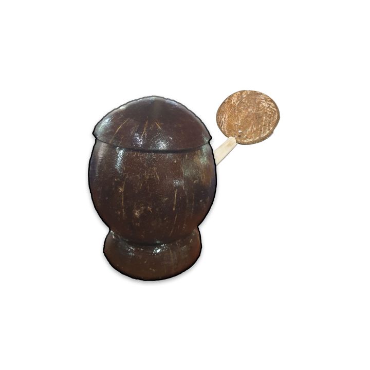 01 x Coconut Shell Salt Container with Spoon Eco-Friendly 100% Natural ...