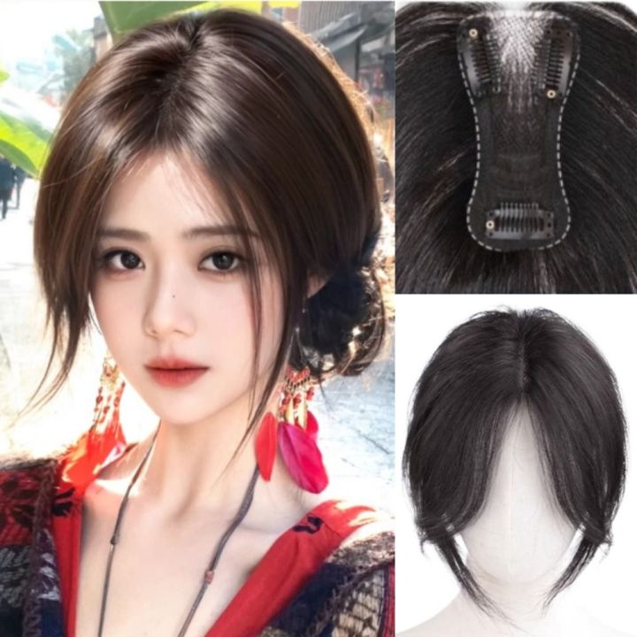 Fashion Natural Part Fake Bangs Fringe Invisible Middle Part Synthetic ...